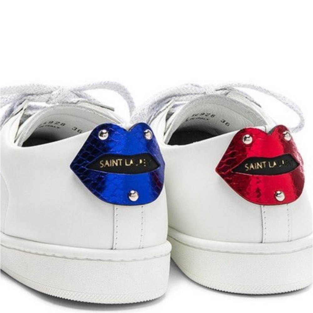 Authentic Saint Laurent White Leather Lips Classic Co… - Gem